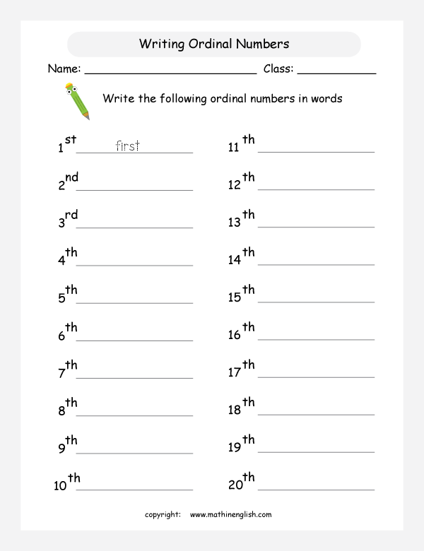 Numbers Worksheets Grade 1 Ordinal Numbers Elementary Numbers Worksheets Grade 1 Ordinal Numbers Elementary