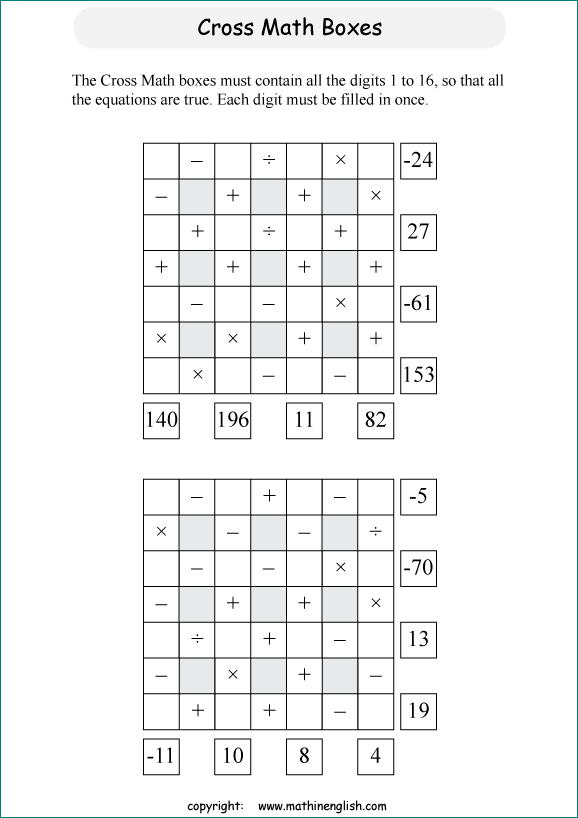 Math Number Puzzles Printable
