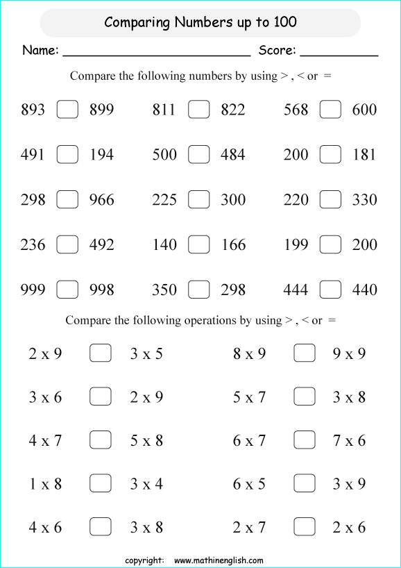 Printable Primary Math Worksheet For Math Grades 1 To 6 Based On The 