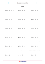5th Grade Division Printable Worksheets