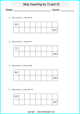 Skip counting by 1 digit or 2 digits numbers math worksheets for ...