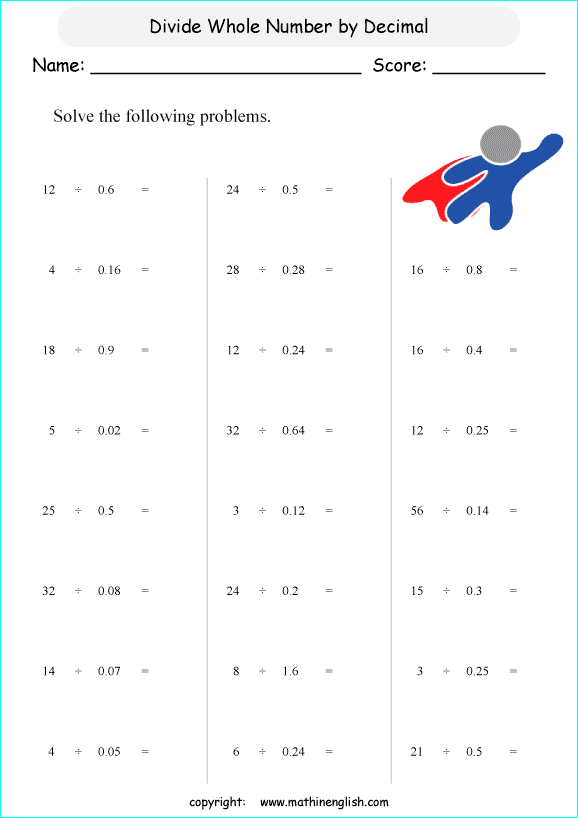 Printable Primary Math Worksheet For Math Grades 1 To 6 Based On The